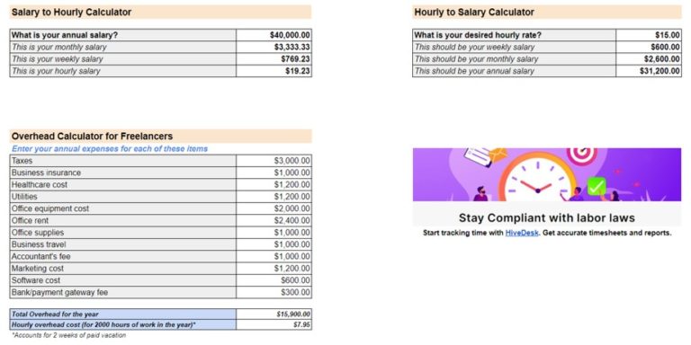 Hourly Rate Calculator - Convert Your Salary to Hourly Wage