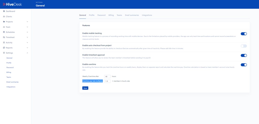 Employee Overtime Tracker - HiveDesk